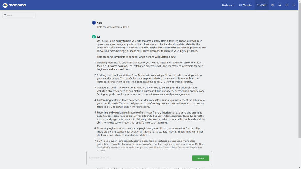 Chat GPT - Matomo Plugins Marketplace