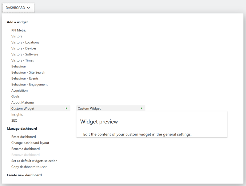 Custom Widgets - Matomo Plugins Marketplace Custom Widgets - Matomo Plugins Marketplace