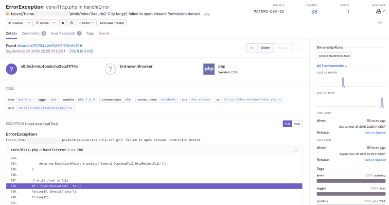 Sentry - Matomo Plugins Marketplace